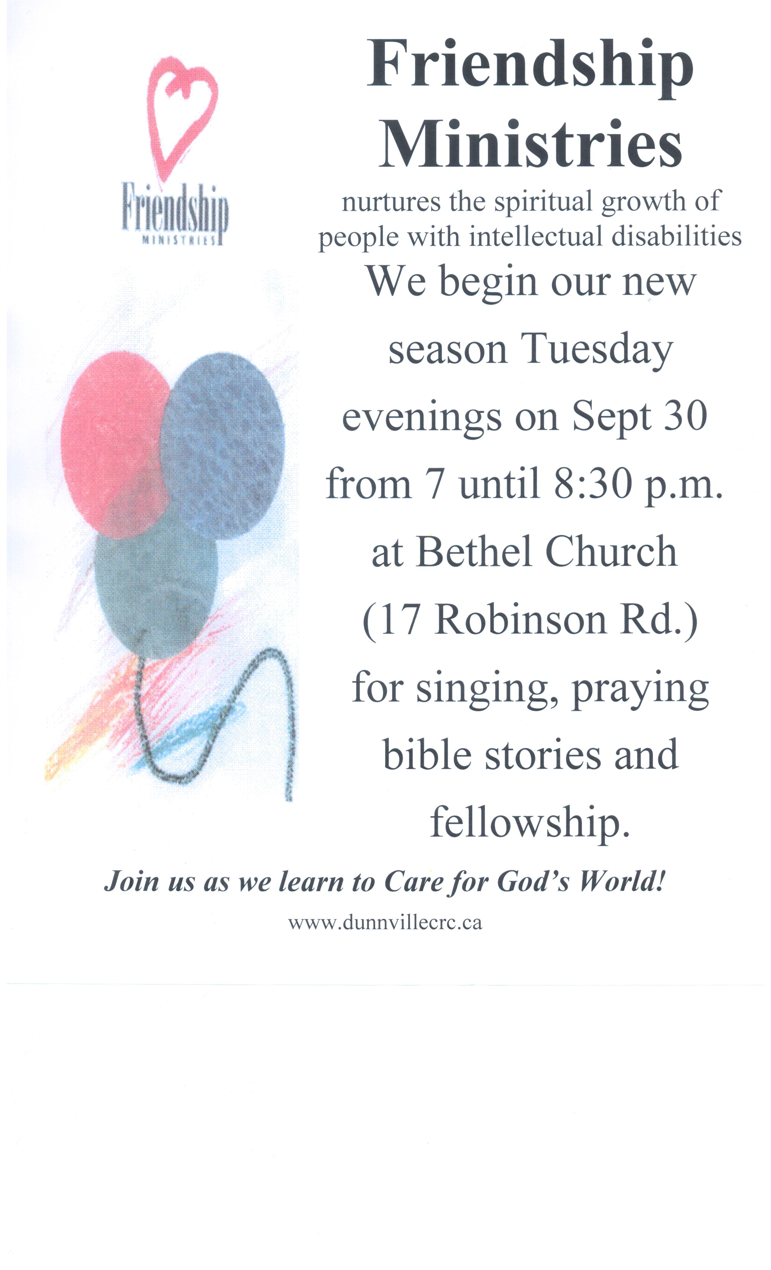 Friendship Ministries | Bethel Christian Reformed Church, Dunnville